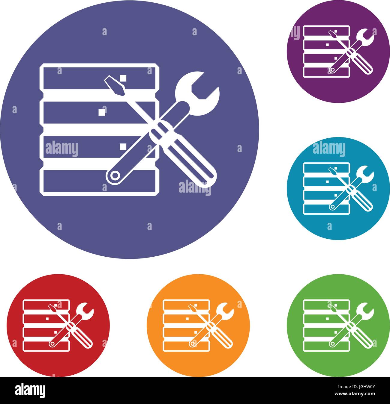 Database with screwdriverl and spanner icons set Stock Vector Image ...