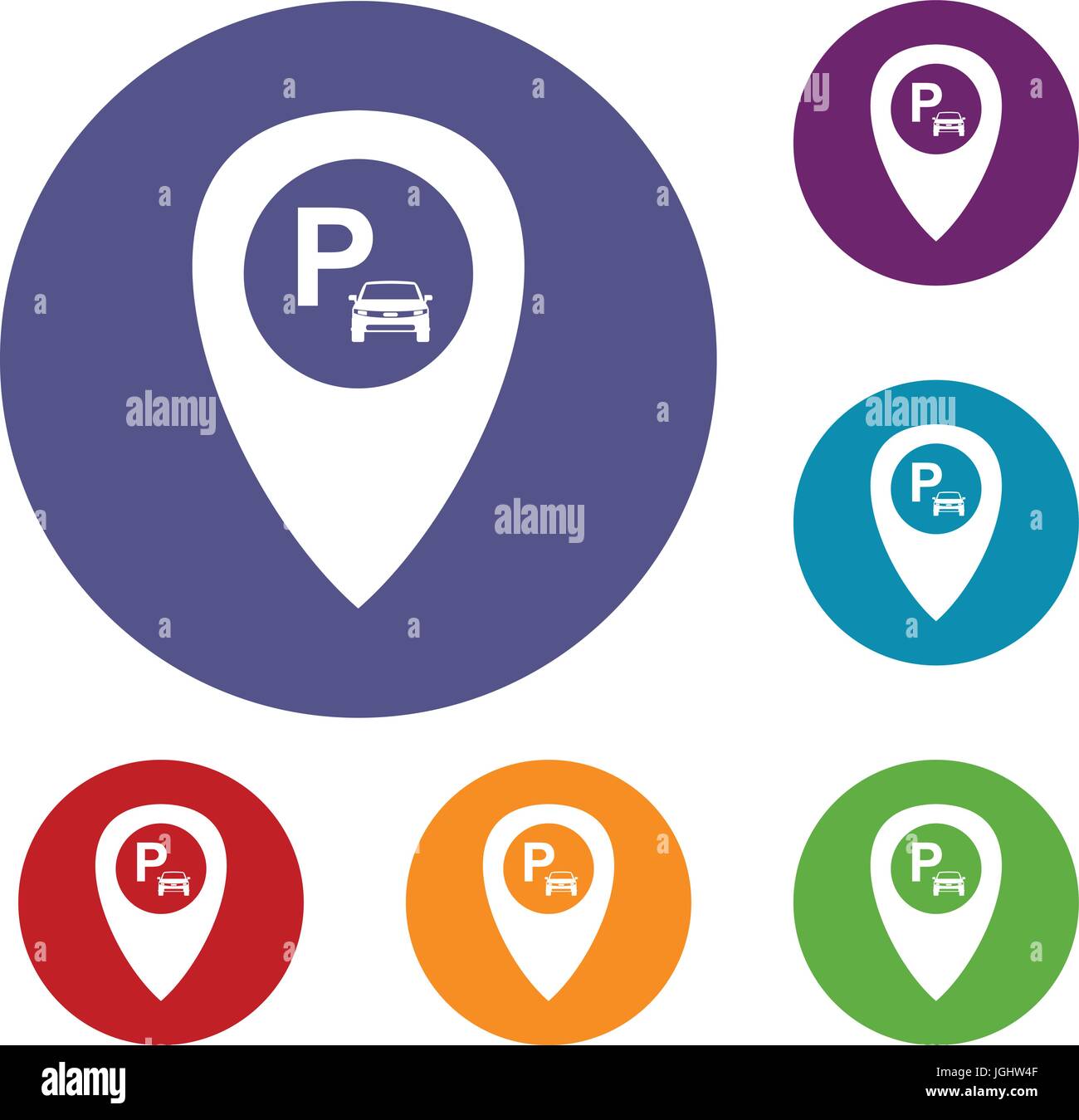 Map pointer with car parking icons set Stock Vector Image & Art - Alamy