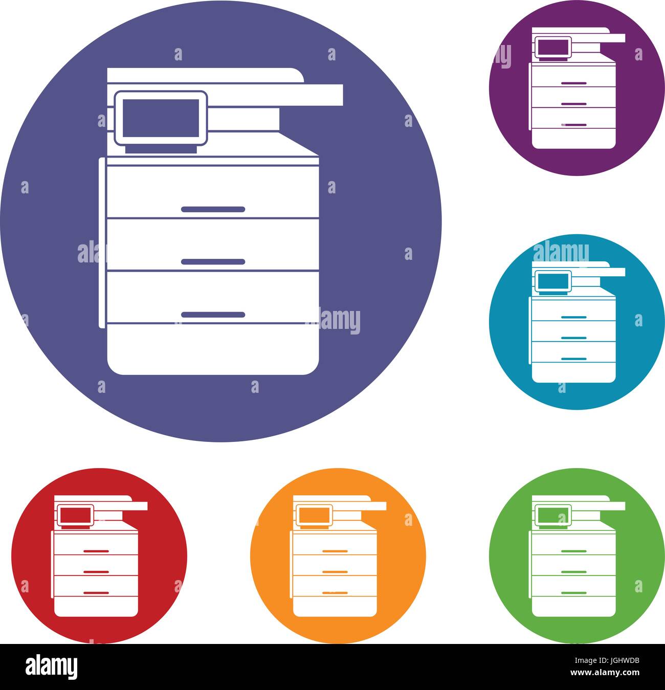 Multipurpose device, fax, copier and scanner icons Stock Vector Image ...