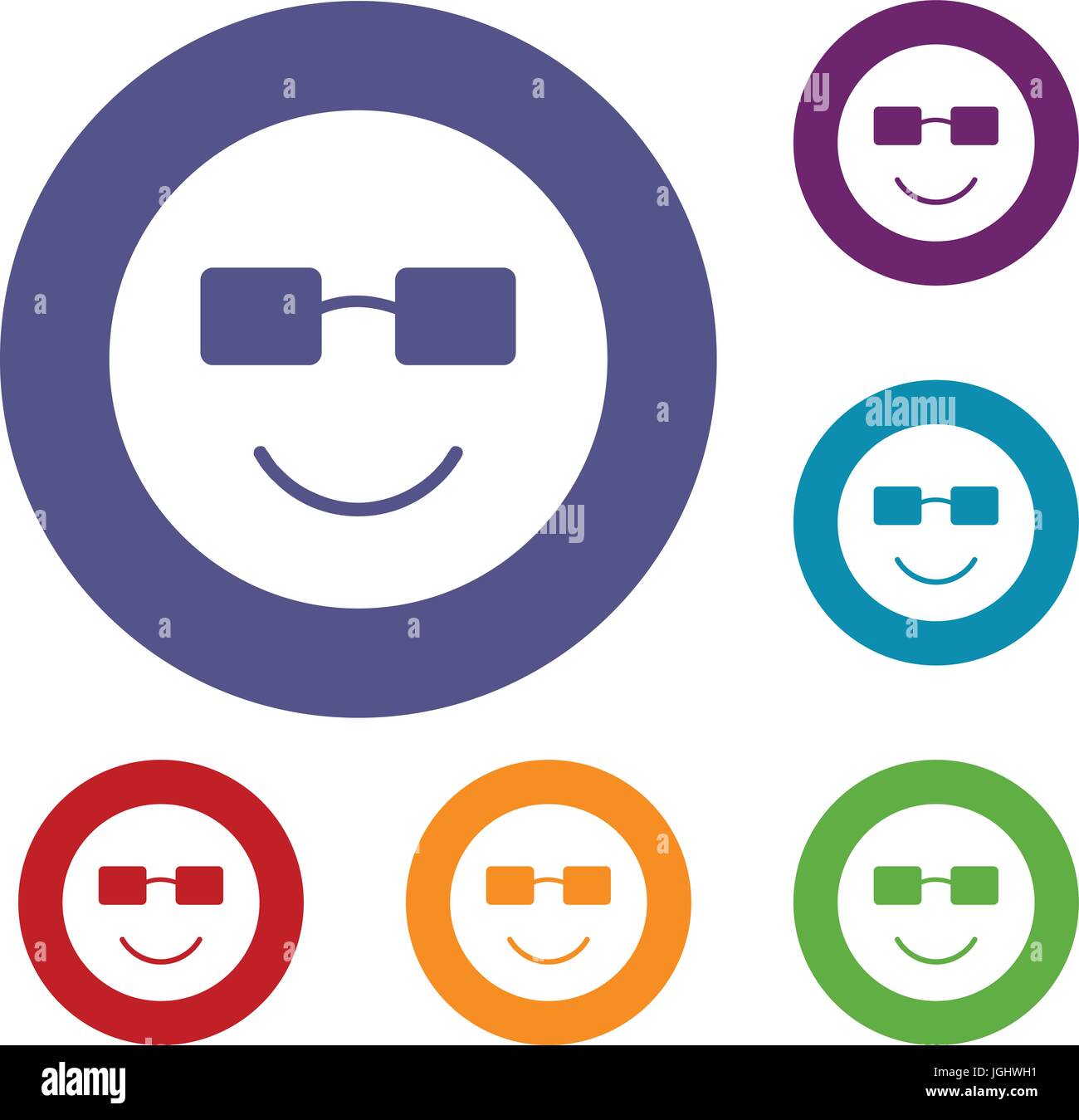 Smiling emoticons set Stock Vector Image & Art - Alamy