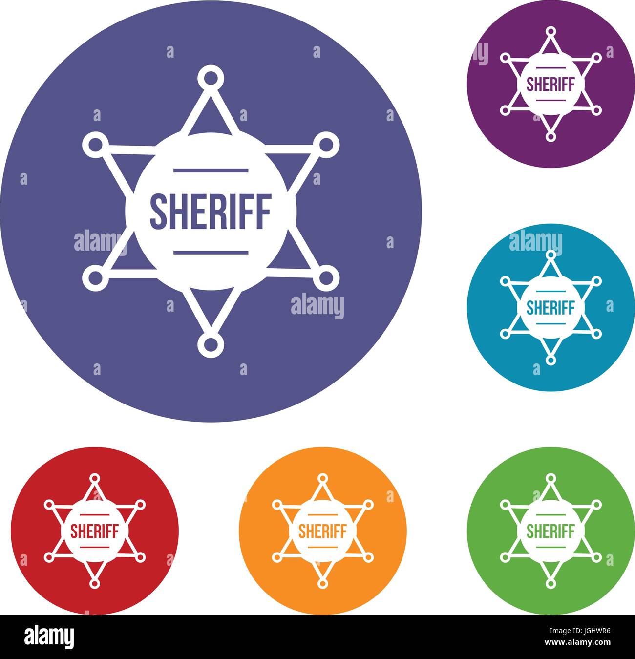 Sheriff badge icons set Stock Vector Image & Art - Alamy