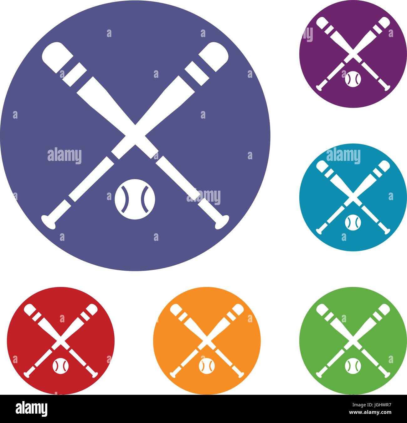 Baseball bat and ball icons set Stock Vector Image & Art - Alamy