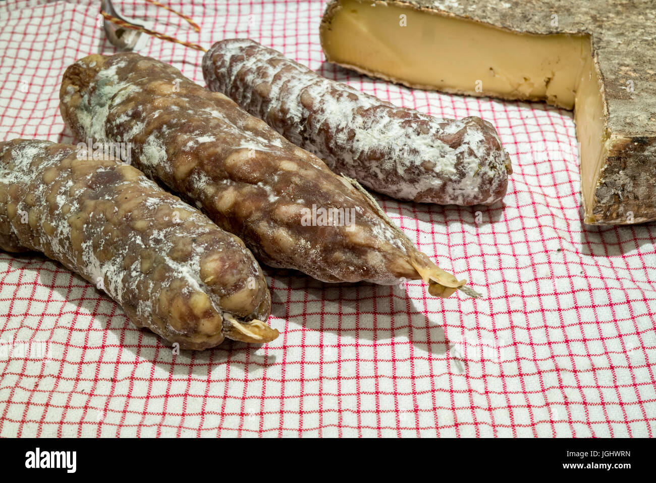 French cheese and saucisson Stock Photo - Alamy