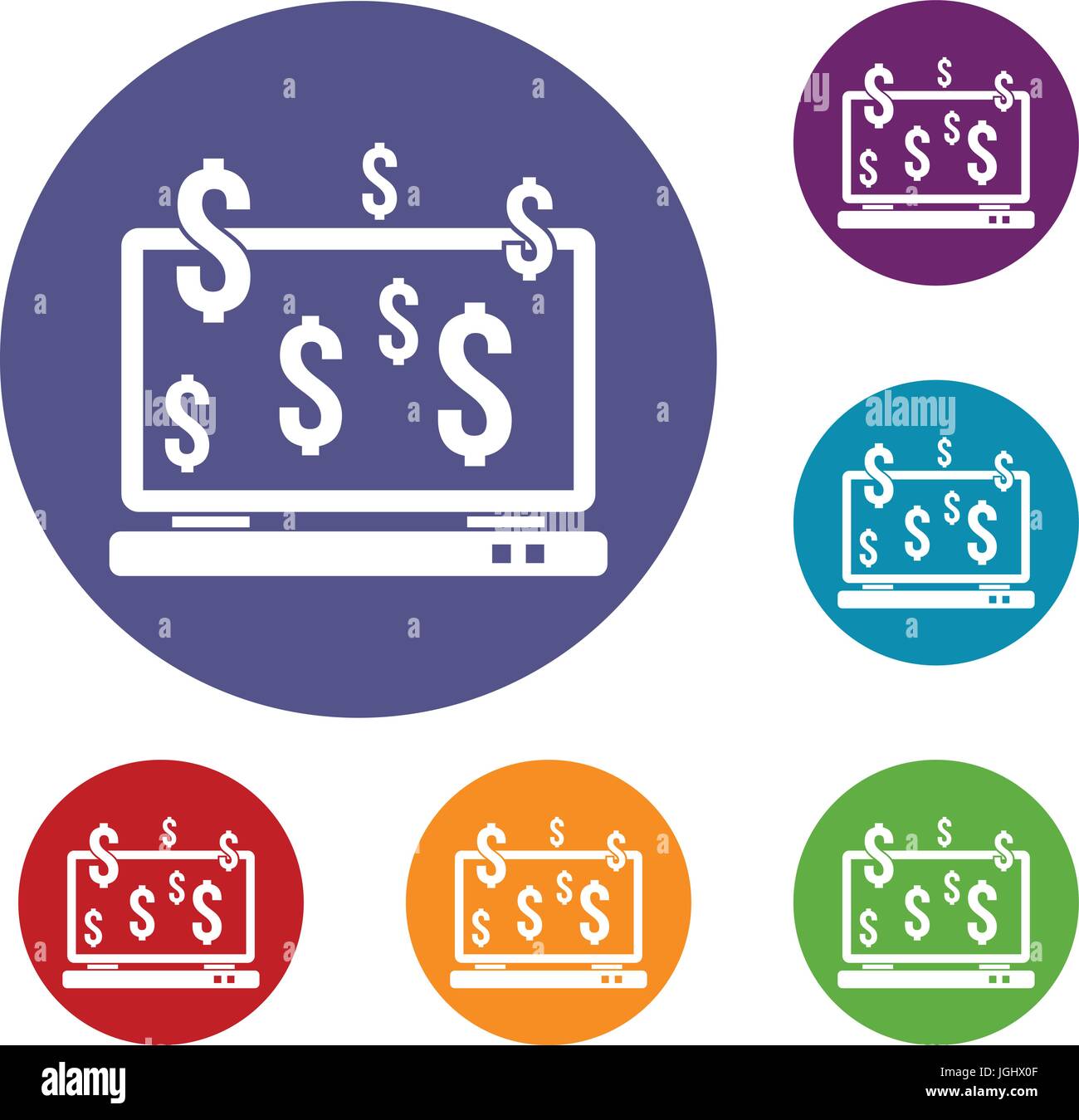 Computer monitor and dollar signs icons set Stock Vector Image & Art ...