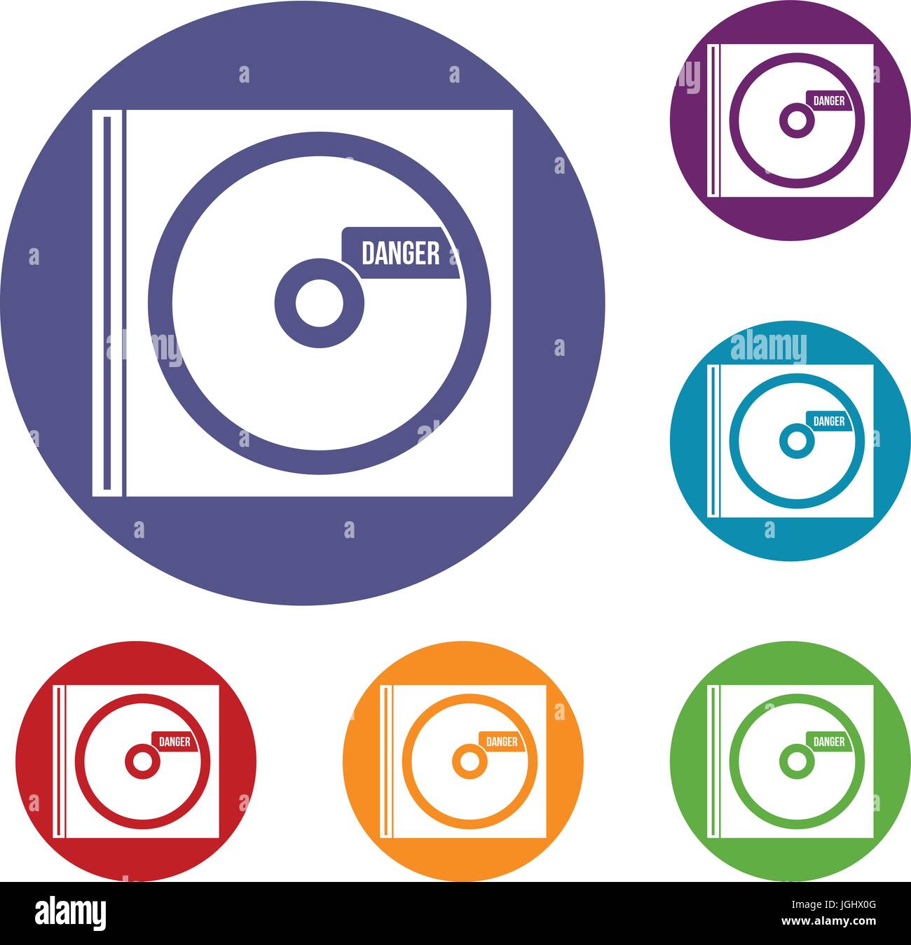 CD with danger lettering icons set Stock Vector Image & Art - Alamy