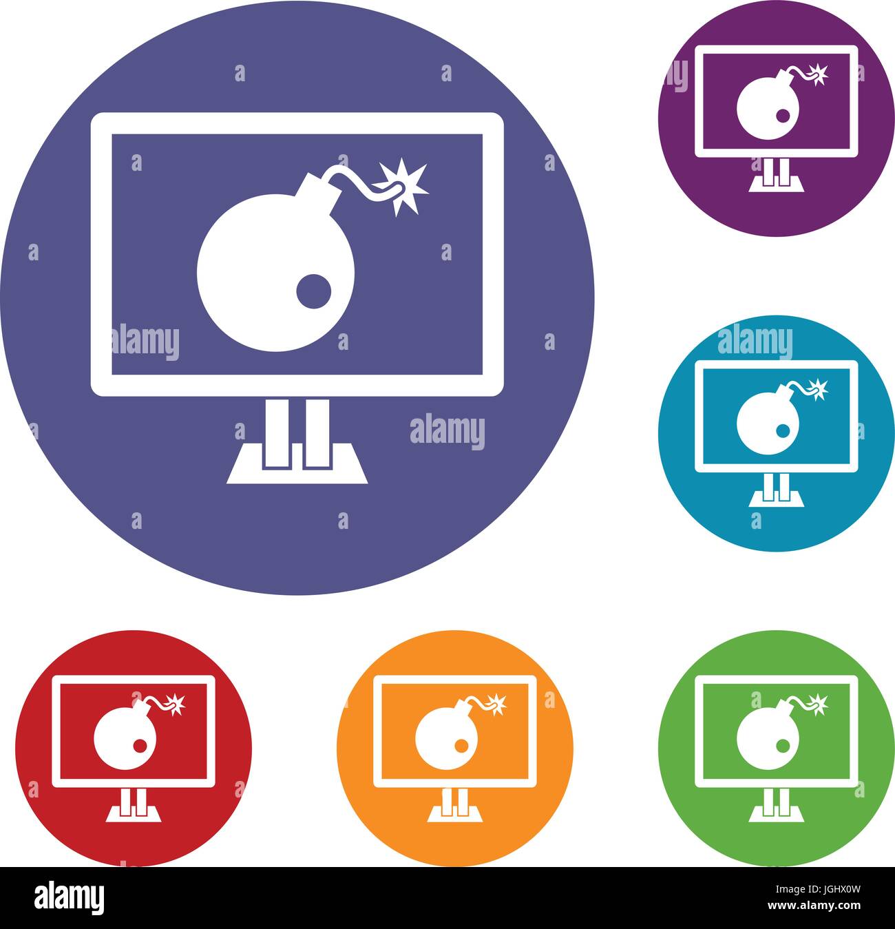 Bomb on computer monitor icons set Stock Vector Image & Art - Alamy