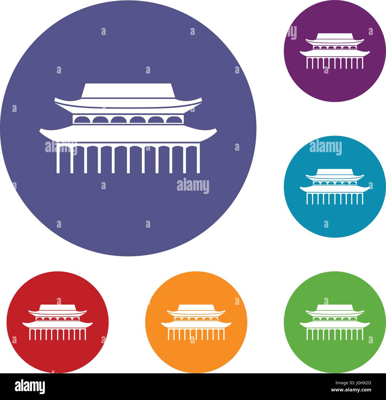 Buddha Toothe Relic Temple in Singapore icons set Stock Vector Image ...