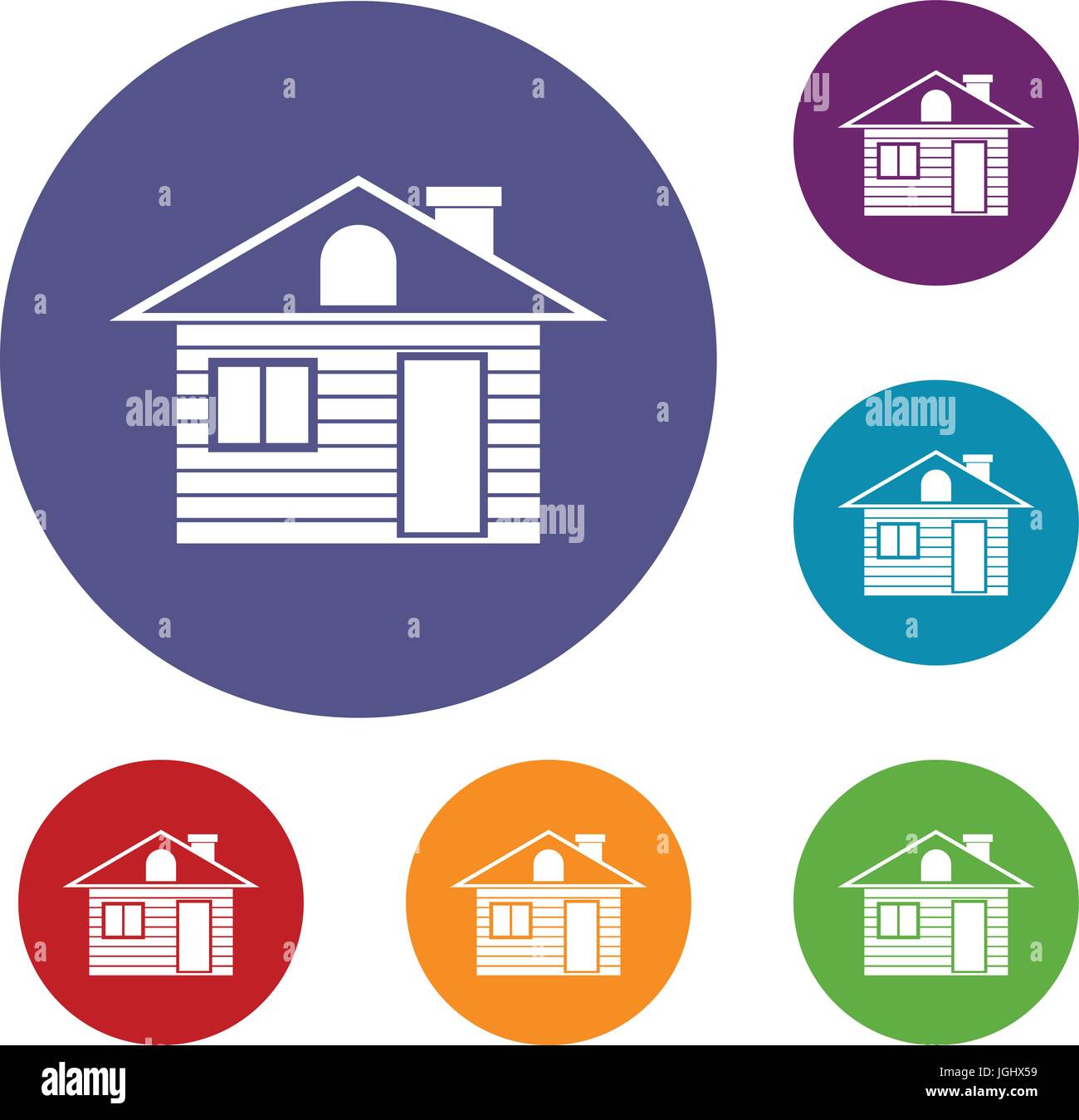 Wooden log house icons set Stock Vector Image & Art - Alamy