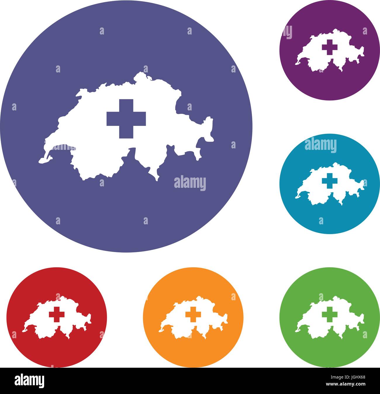Switzerland map icons set Stock Vector Image & Art - Alamy