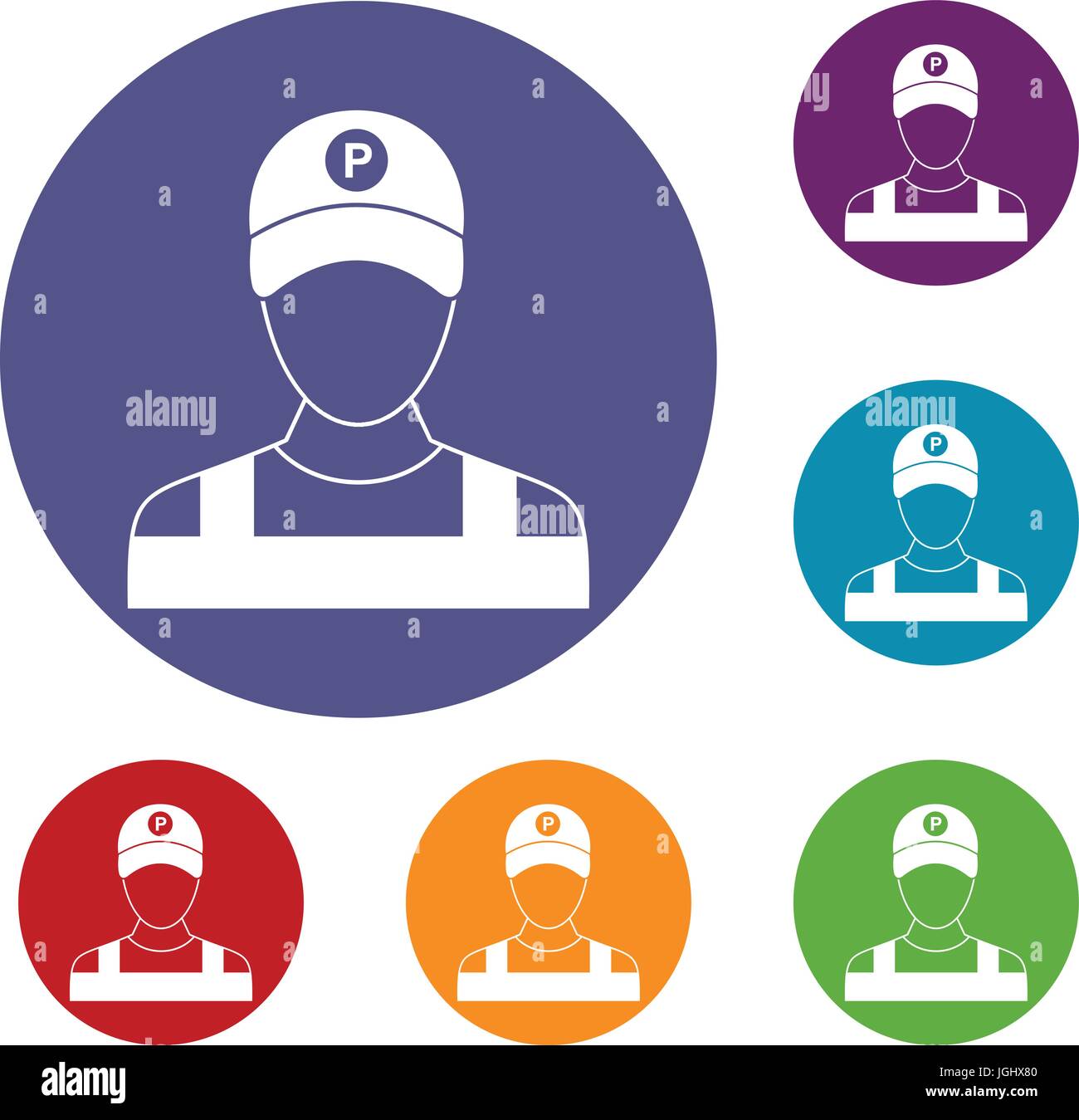 Parking attendant icons set Stock Vector Image & Art - Alamy