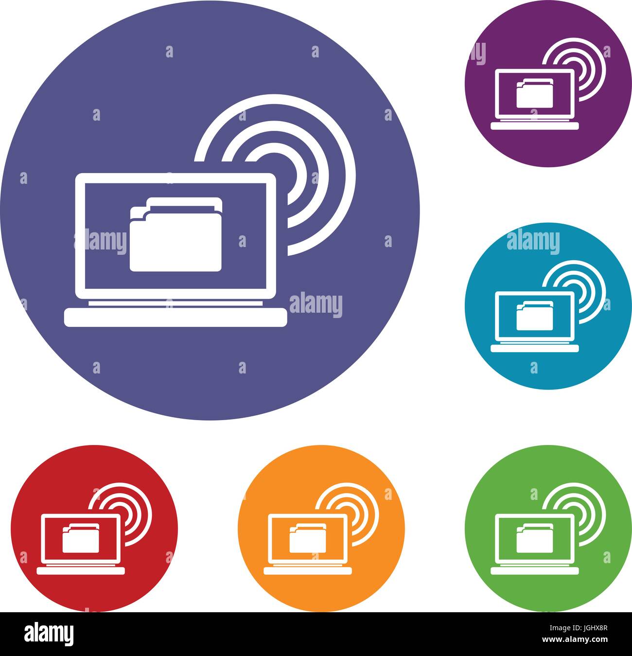 Laptop and and wireless icons set Stock Vector Image & Art - Alamy