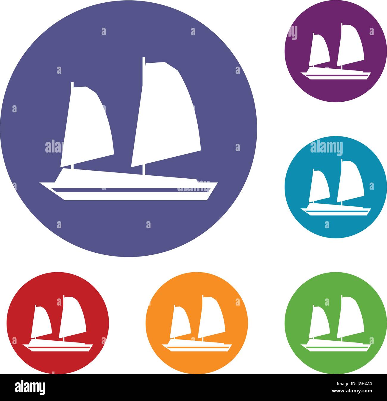 Vietnamese junk boat icons set Stock Vector Image & Art - Alamy
