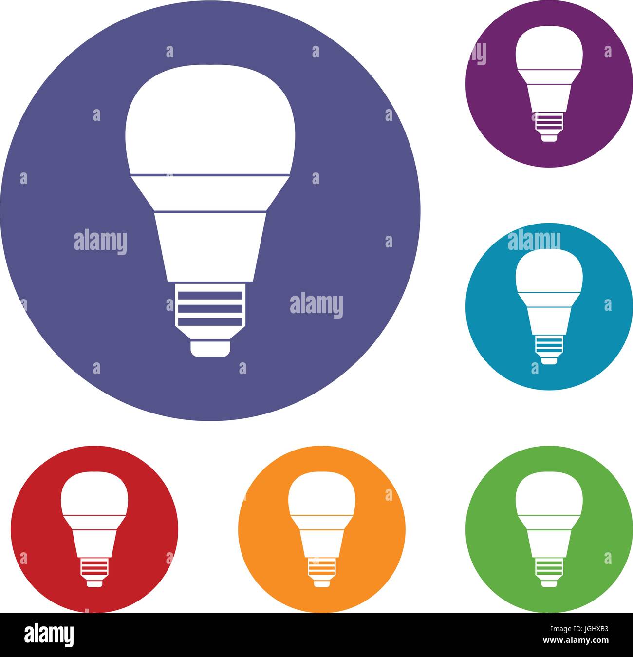 Glowing LED bulb icons set Stock Vector Image & Art - Alamy