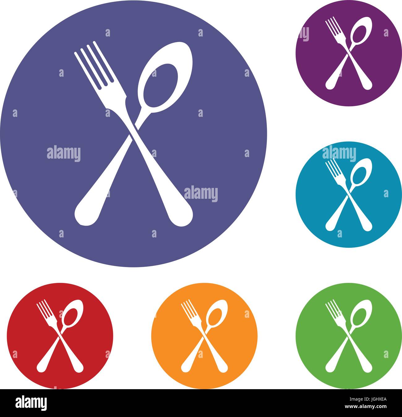 Spoon and fork icons set Stock Vector Image & Art - Alamy
