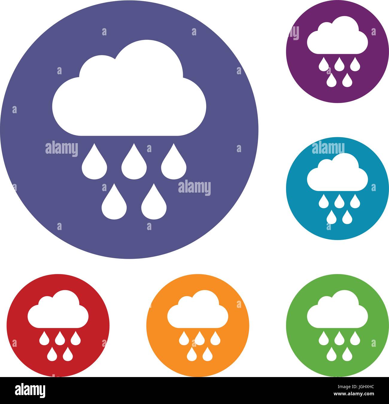 Cloud with rain drops icons set Stock Vector Image & Art - Alamy