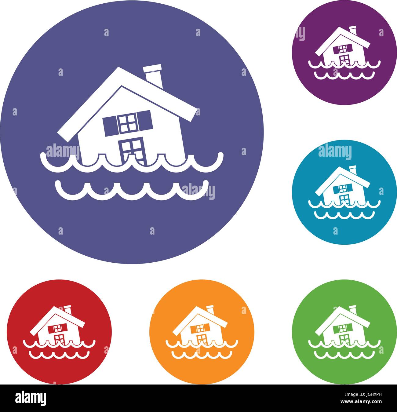 House sinking in a water icons set Stock Vector Image & Art - Alamy