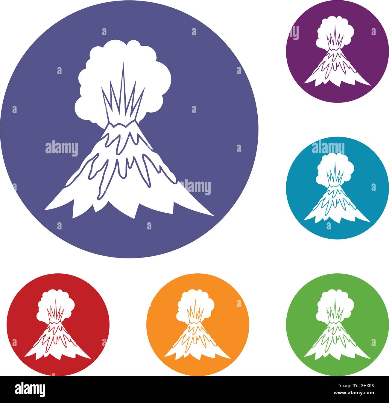 Volcano erupting icons set Stock Vector Image & Art - Alamy