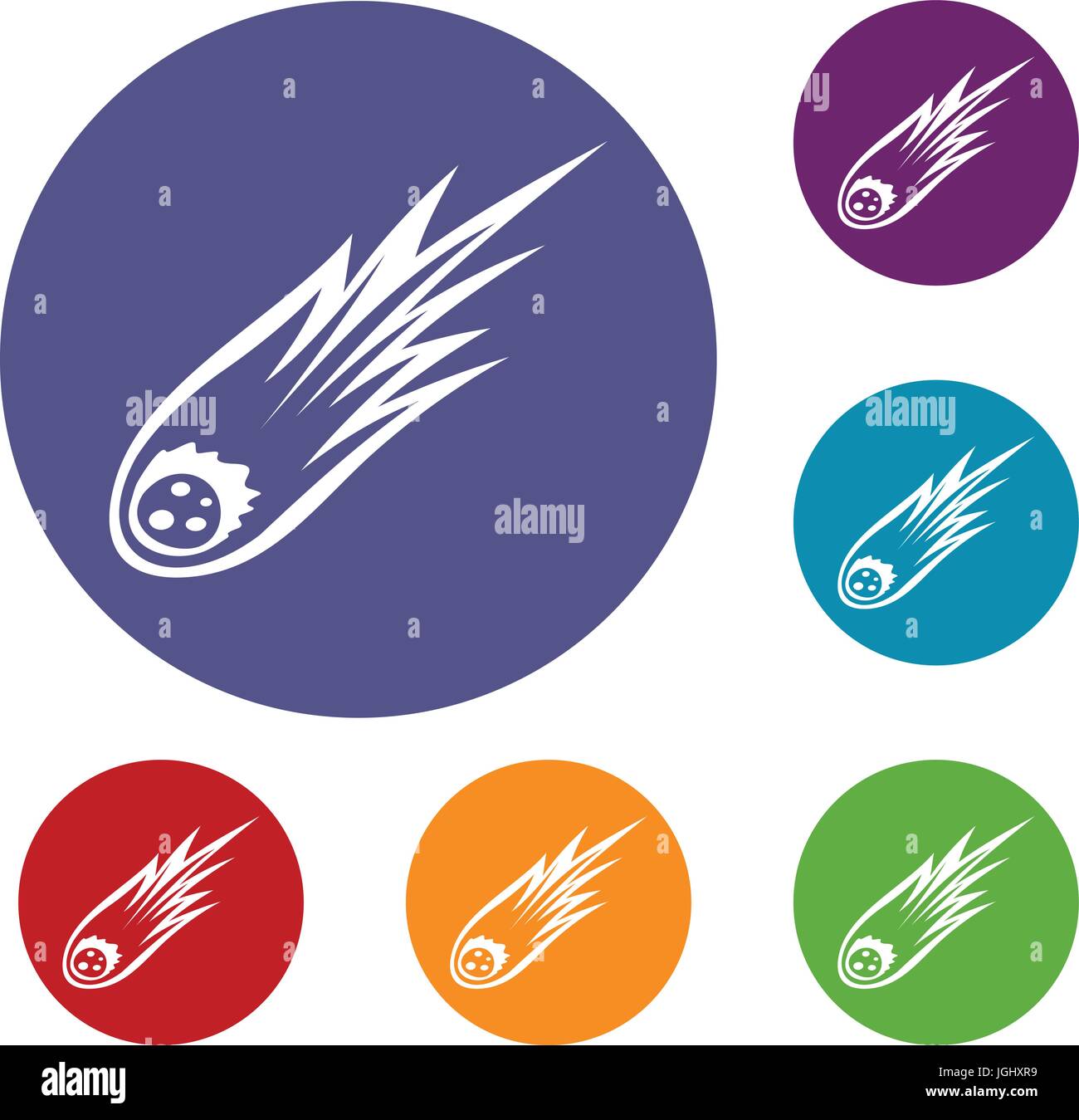 Falling meteor with long tail icons set Stock Vector Image & Art - Alamy