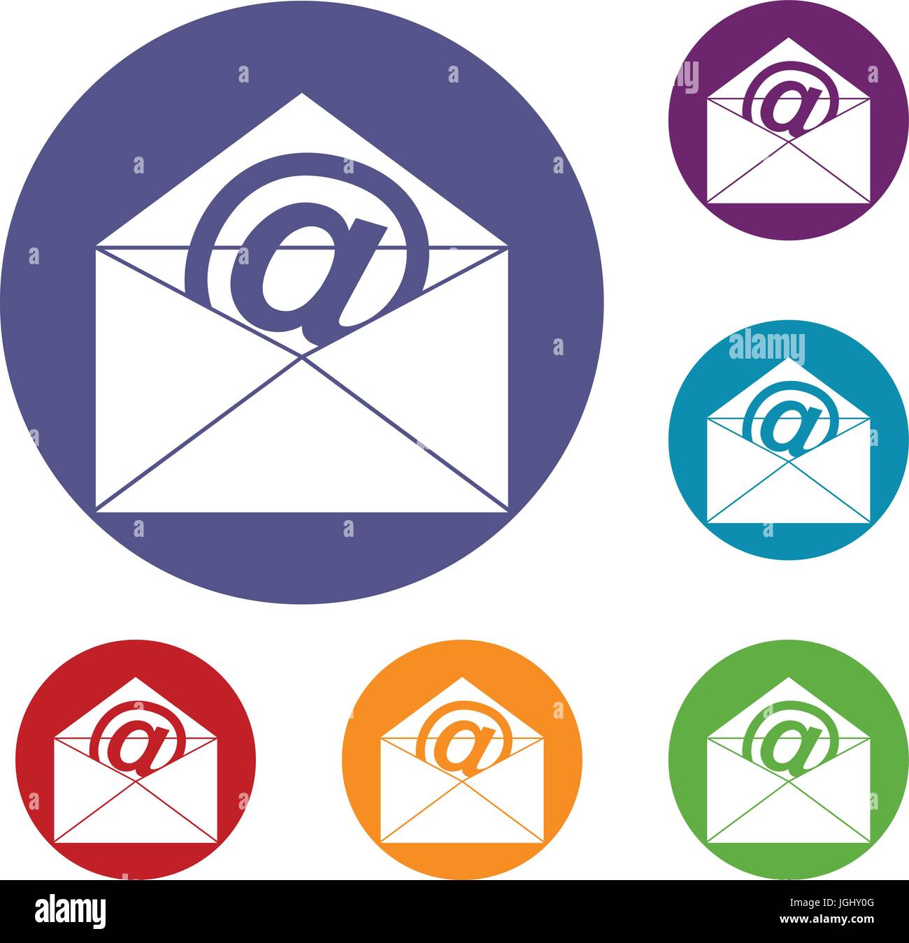 Envelope with email sign icons set Stock Vector Image & Art - Alamy