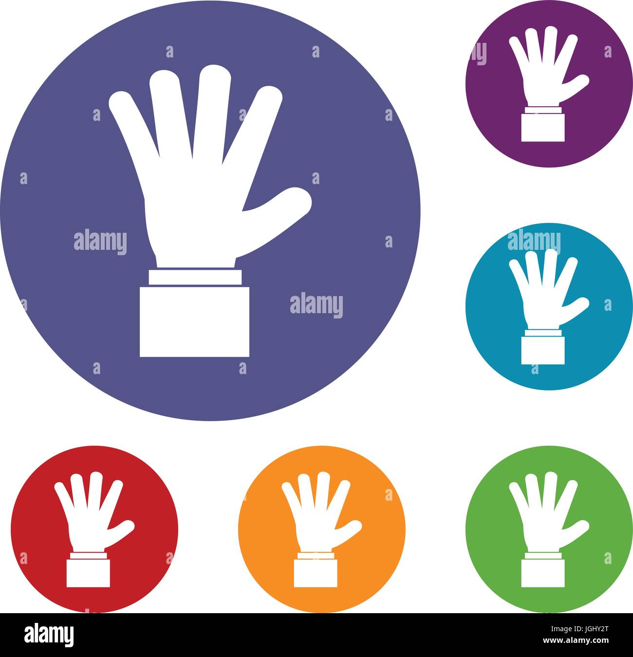 Hand showing five fingers icons set Stock Vector Image & Art - Alamy