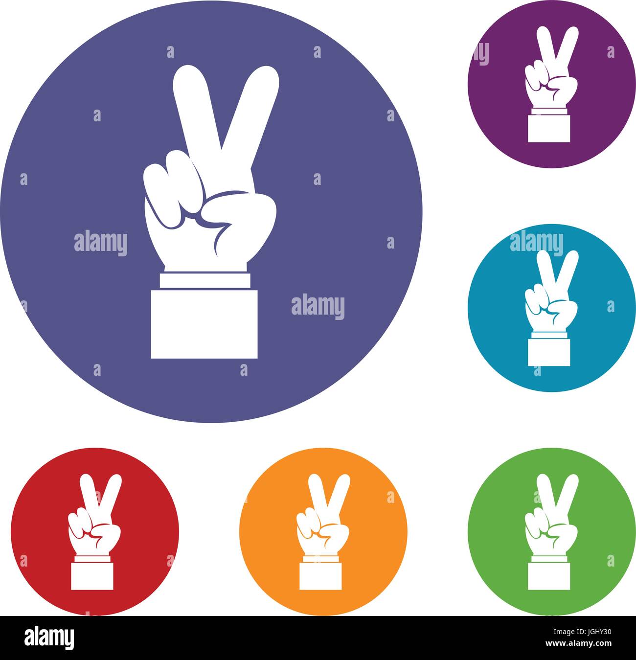 Hand with victory sign icons set Stock Vector Image & Art - Alamy