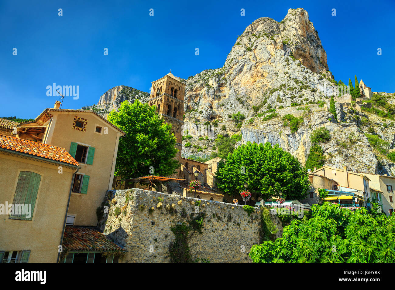 Fantastic colorful traditional Provence houses, decorated street with ...