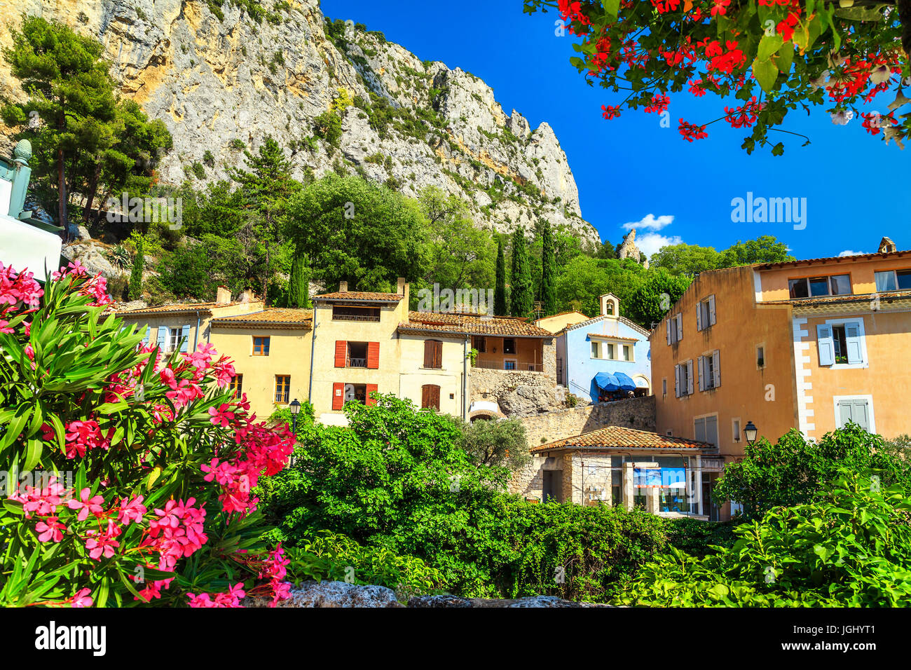 Stunning colorful traditional Provence houses,decorated street with ...