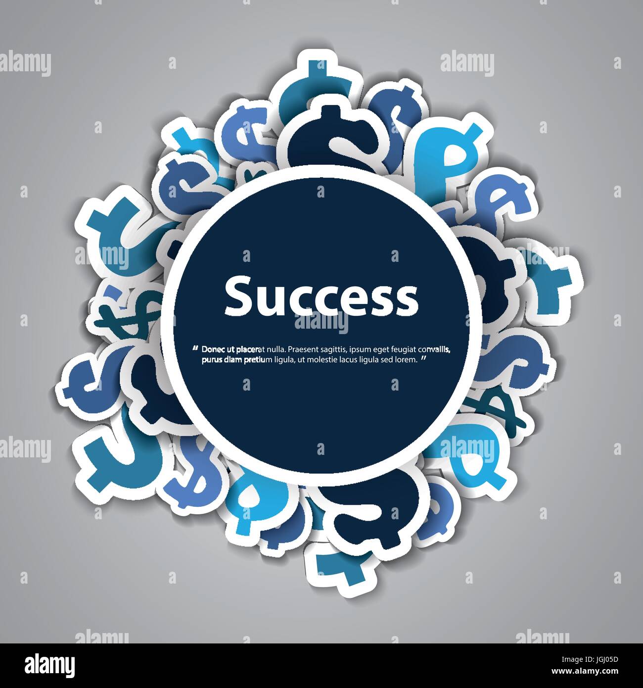 Blue Dollar Signs Around a Big Blue Success Label - Abstract Financial ...