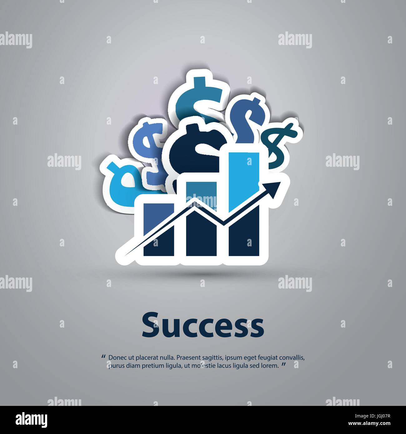 Blue Dollar Signs and Chart with Results Growing - Abstract Financial ...