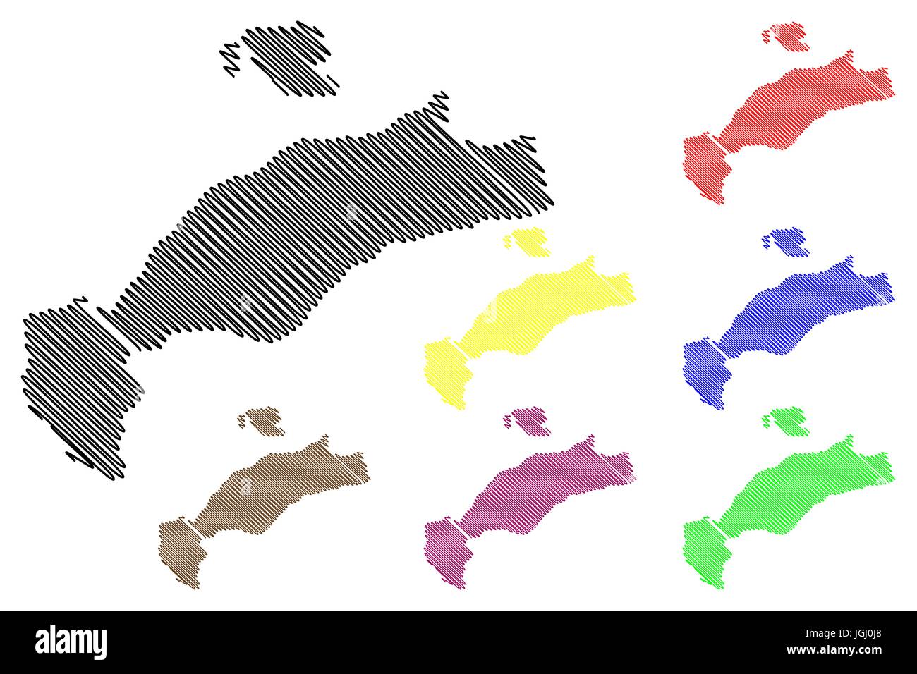 Greek Island of Kos map vector illustration, scribble sketch Kos island ...