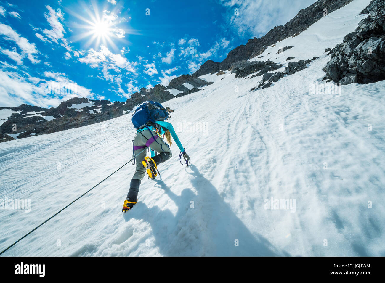 Noelle Synder Climbs the North Face of Borah Peak 12,667 near Mackay Idaho Stock Photo - Alamy
