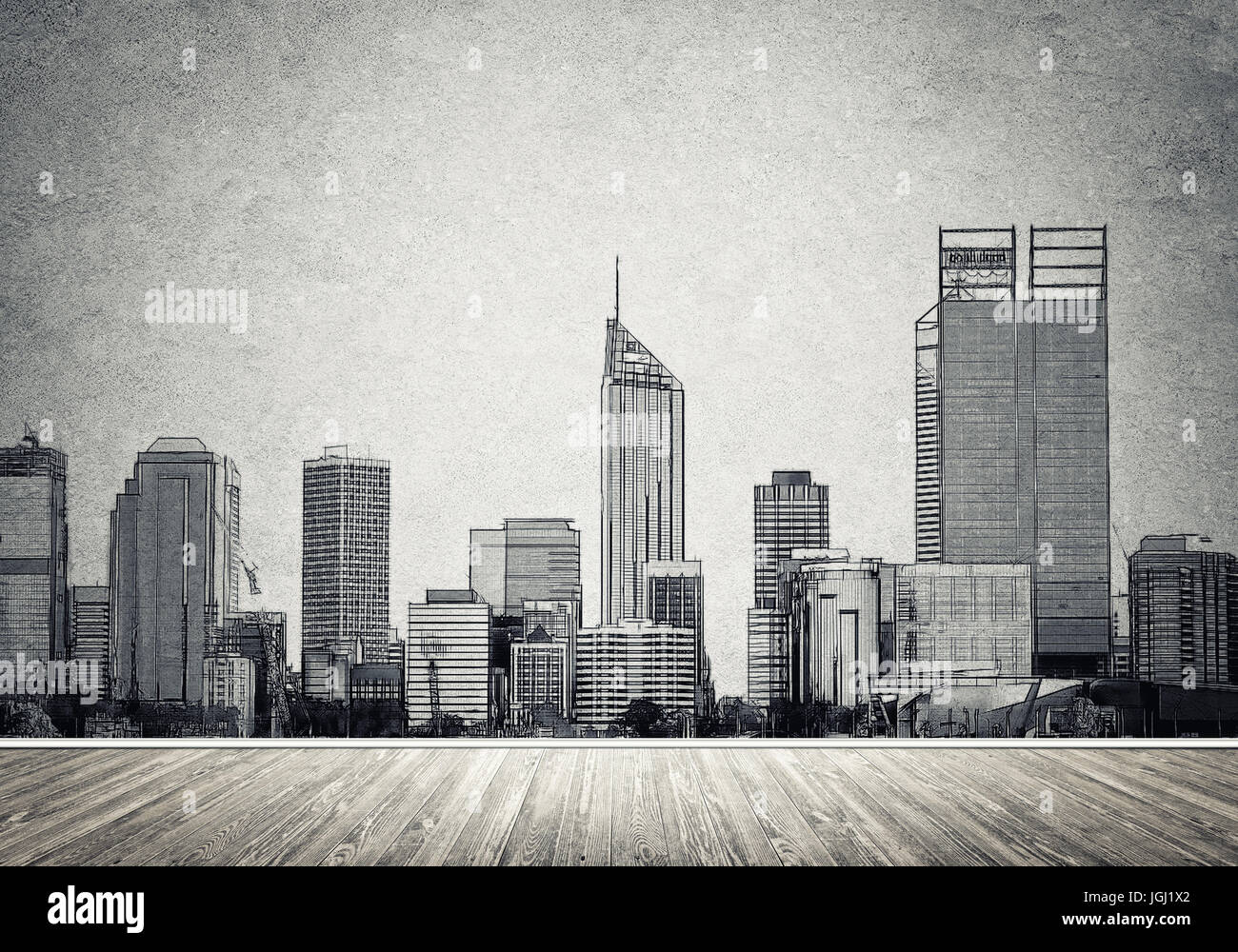 City design on wall Stock Photo - Alamy