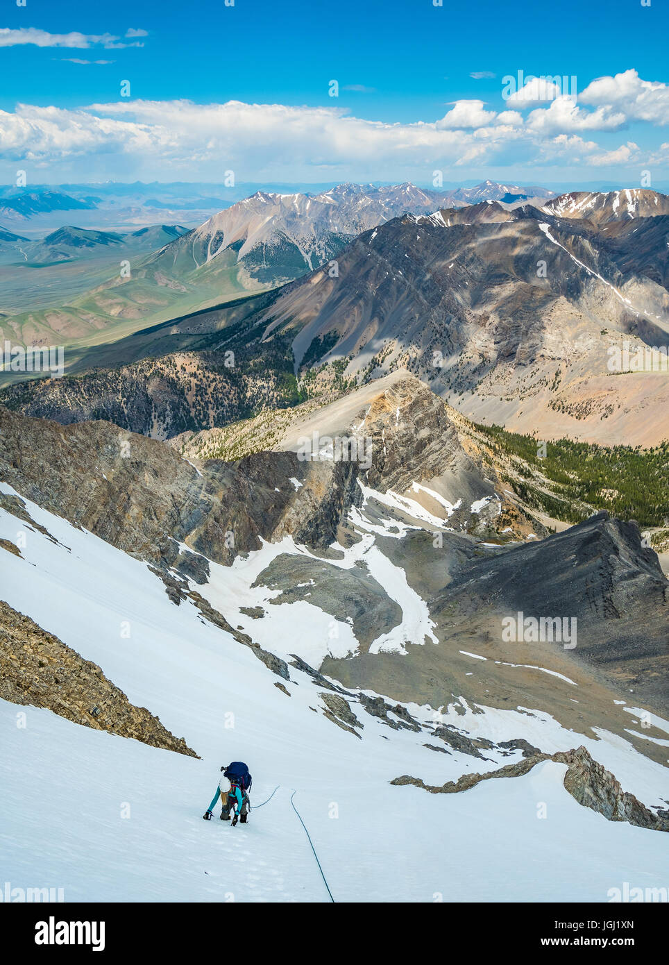 Noelle Synder Climbs the North Face of Borah Peak 12,667 near Mackay Idaho Stock Photo - Alamy