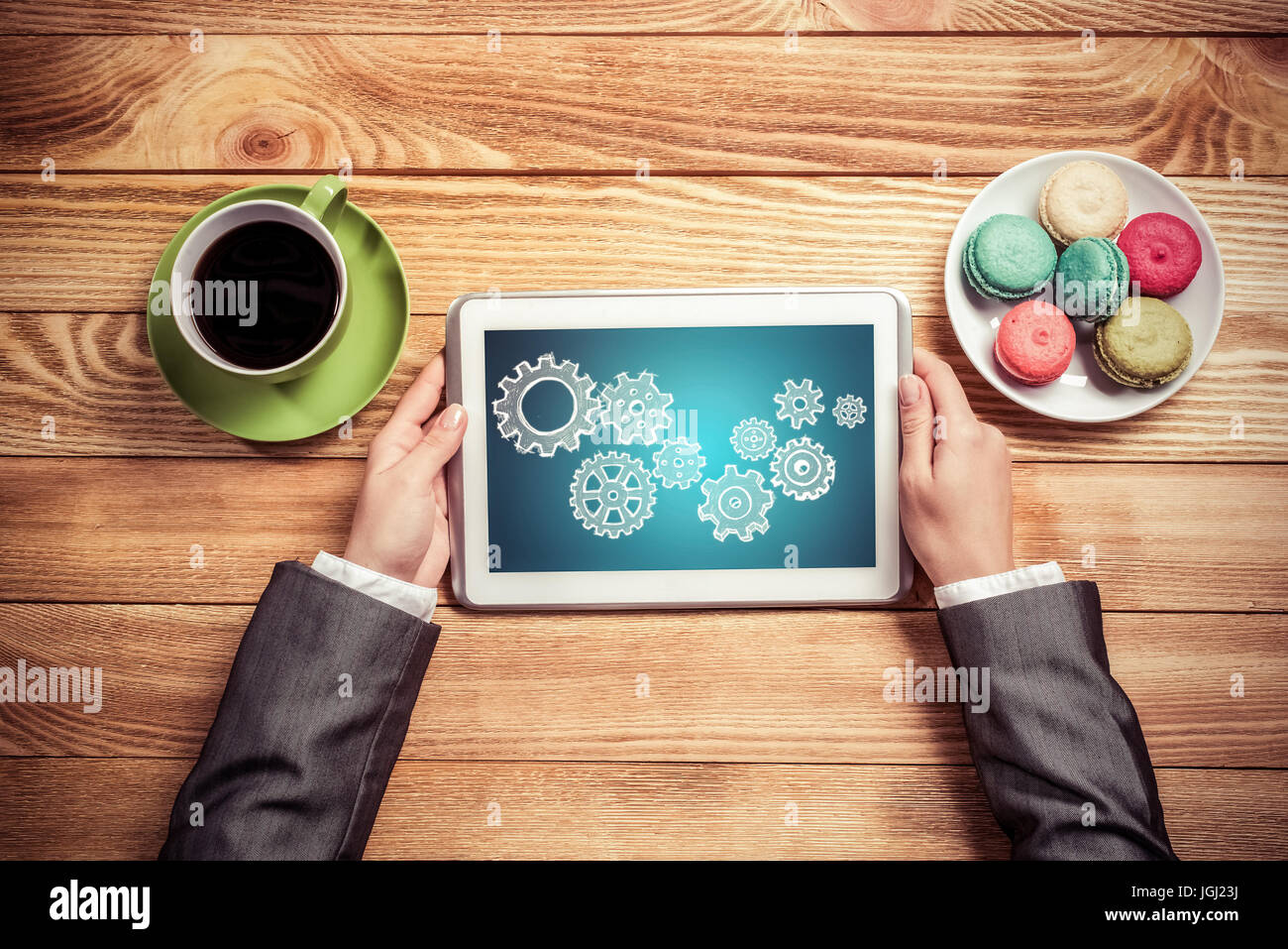 Having coffee break Stock Photo - Alamy