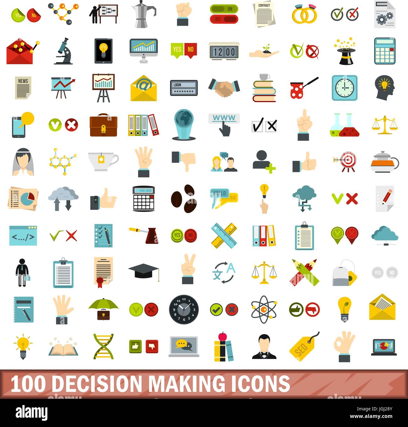 100 decision making icons set, flat style Stock Vector Image & Art - Alamy