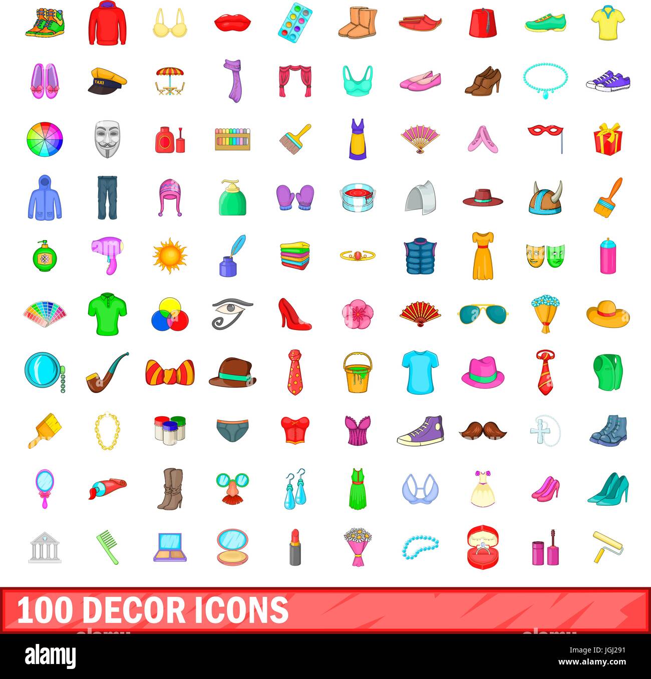 100 decor icons set, cartoon style Stock Vector Image & Art - Alamy