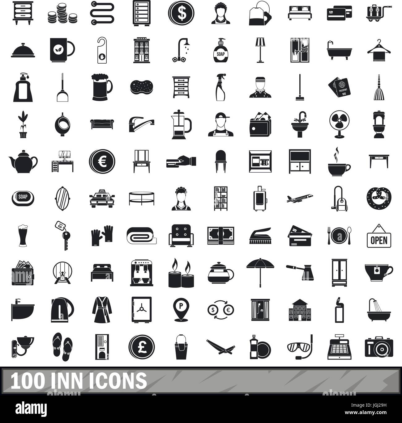100 inn icons set, simple style Stock Vector Image & Art - Alamy