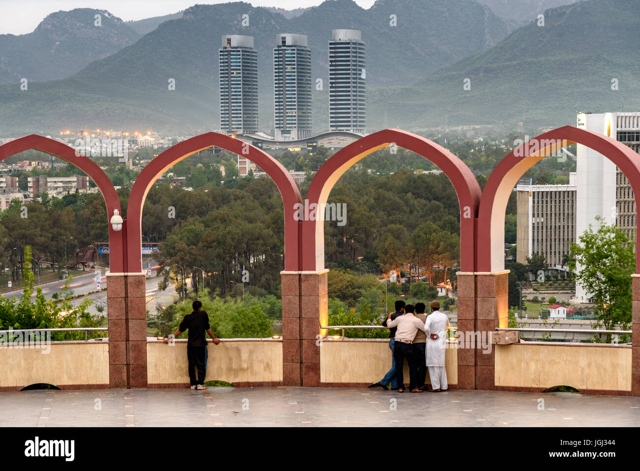 Islamabad city view through the arches from Pakistan monument Stock ...