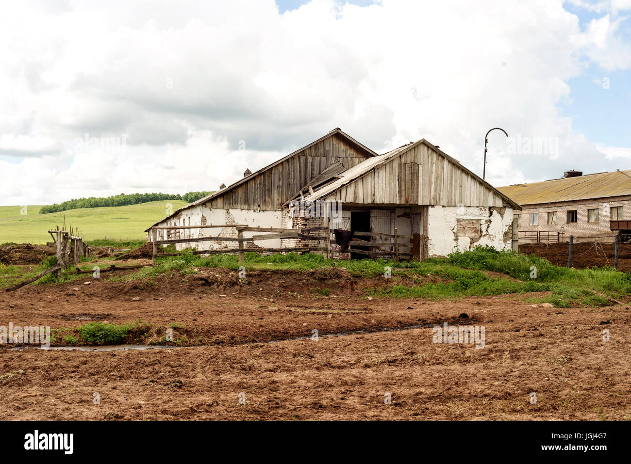 Rural farm buildings in Russia during the summer sun Stock Photo - Alamy