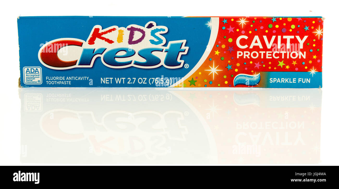 Winneconne, WI - 7 July 2017: A box of Kids Crest toothpaste on an ...