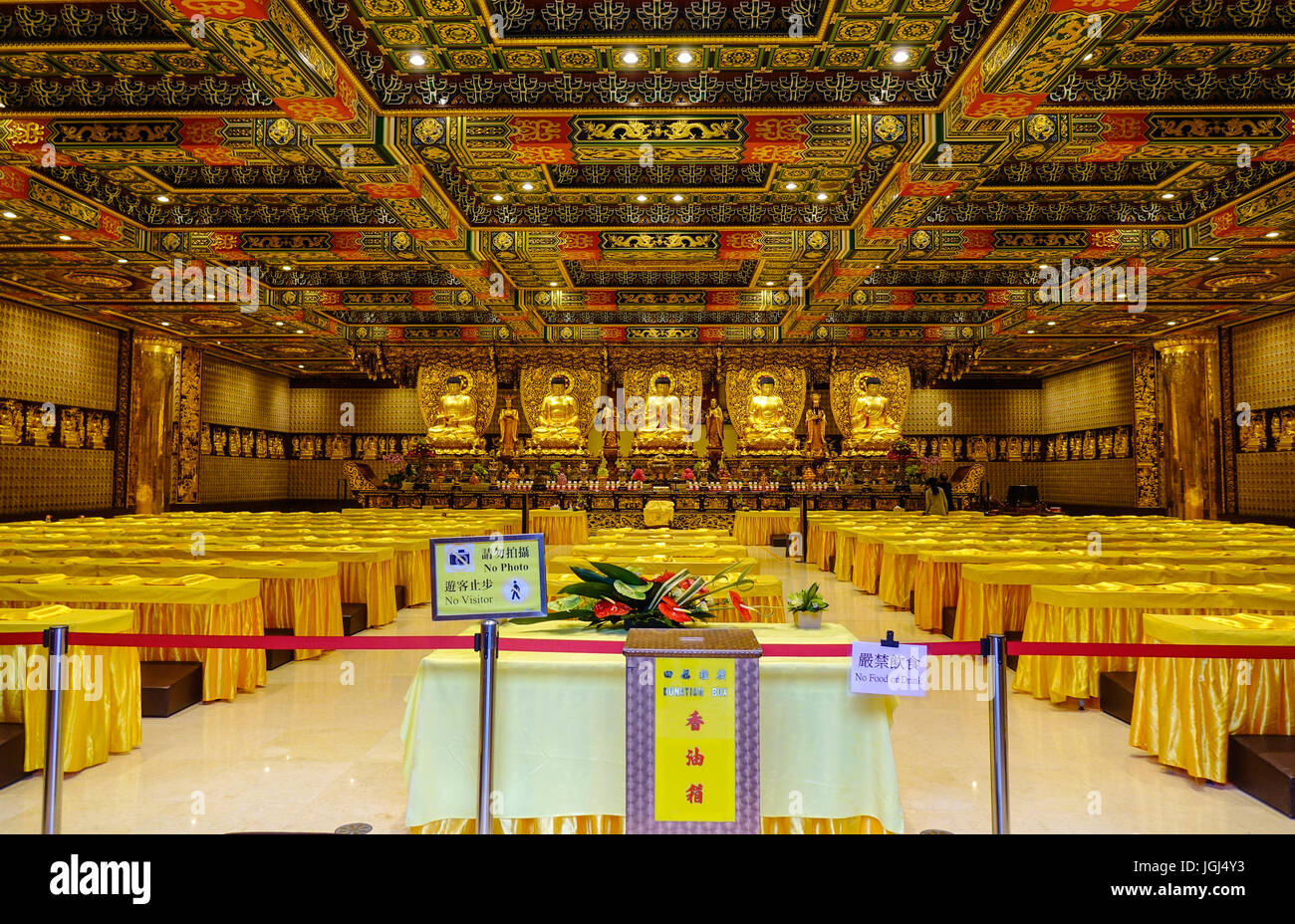 Hong Kong - Mar 31, 2017. Inside of Po Lin Monastery at rainy day in ...