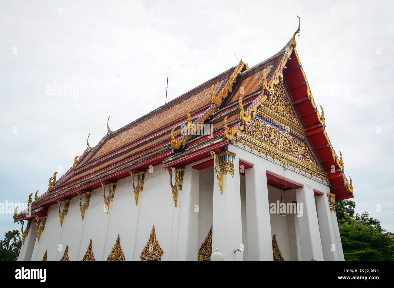Top of main hall at Buddhist pagoda in Bangkok, Thailand Stock Photo ...