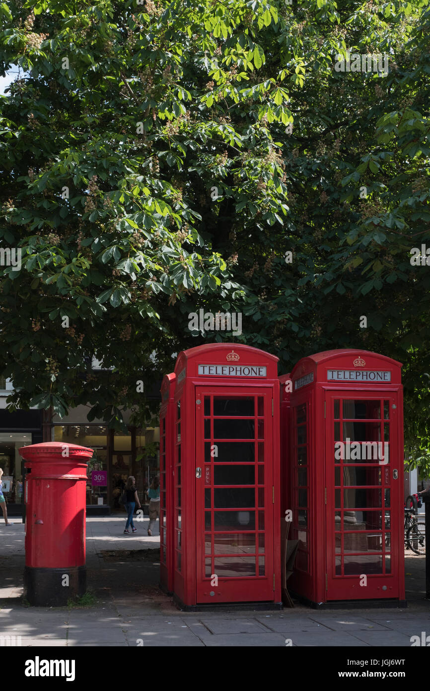 Red telephone boxes in Cheltenham town centre Stock Photo - Alamy