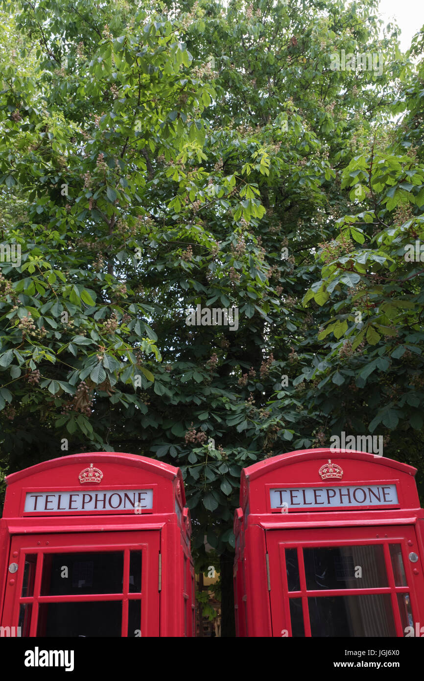 Red telephone boxes in Cheltenham town centre Stock Photo - Alamy