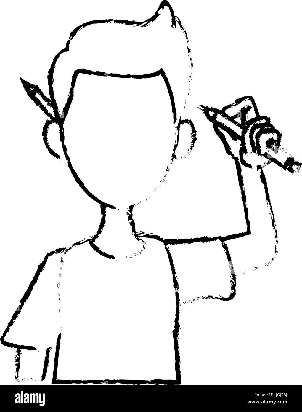 young man character design programmer with pencil Stock Vector Image ...