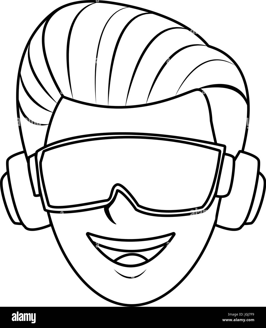 man character head using vr goggles technology Stock Vector Image & Art ...