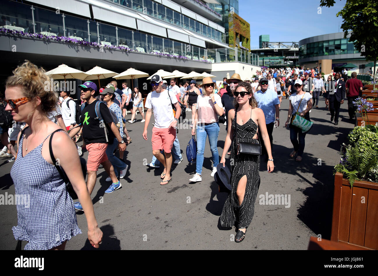 Spectators are led into the grounds at the start of day five of the ...