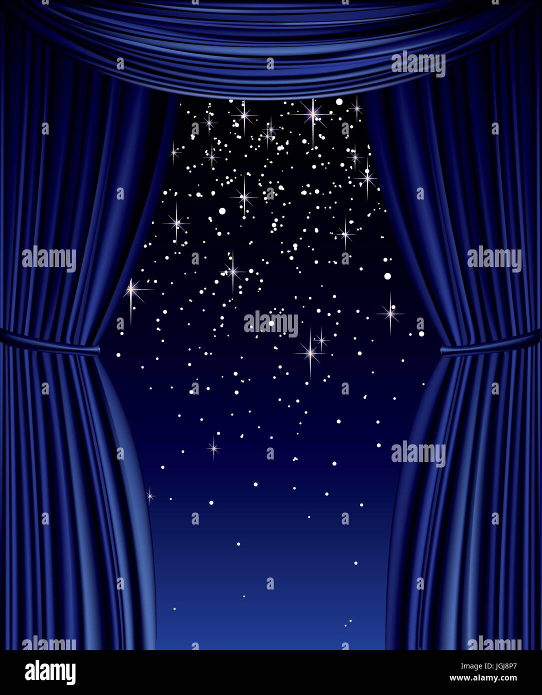 Blue curtain full vector with stars and glitter Stock Vector Image ...