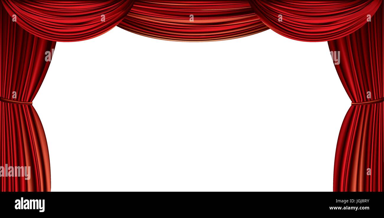 Red satin open curtain Stock Vector Images - Alamy