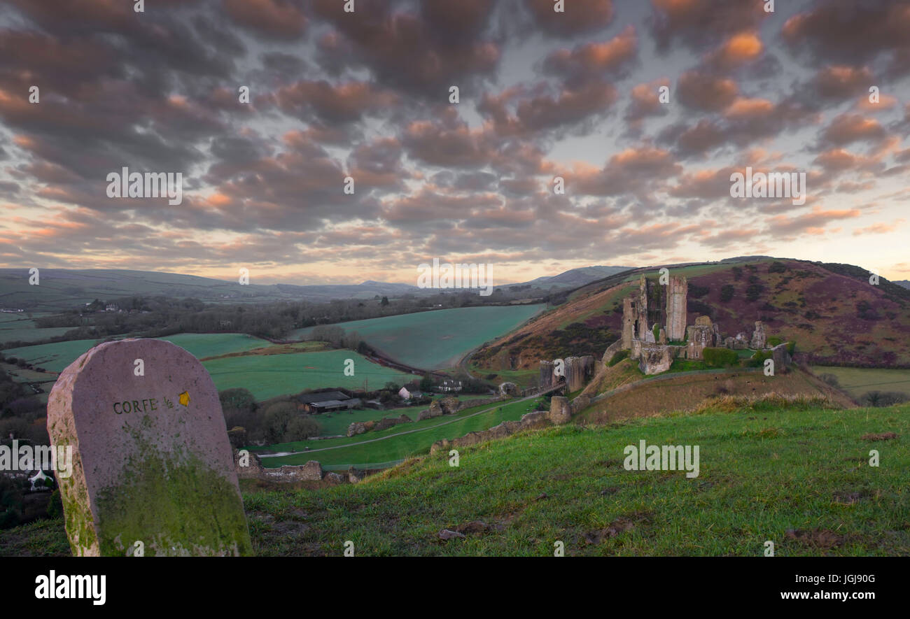 Corfe castle in Dorset UK Stock Photo - Alamy